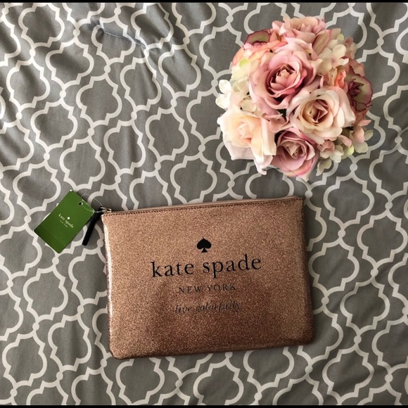 kate spade | Bags | Kate Spade Rose Gold Glitter Pouch | Poshmark